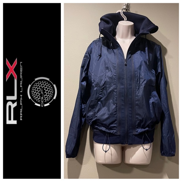 RLX Ralph Lauren | Jackets & Coats | Ralph Lauren Rlx Womens 2 In Hooded Golf Jacket Navy Sp ...